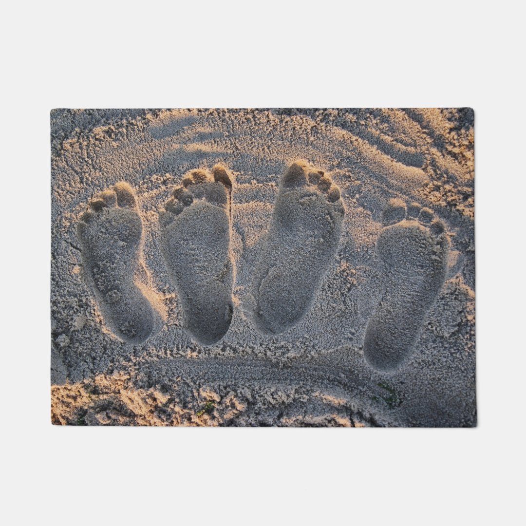 Sand Beach Footprints Doormat | Zazzle