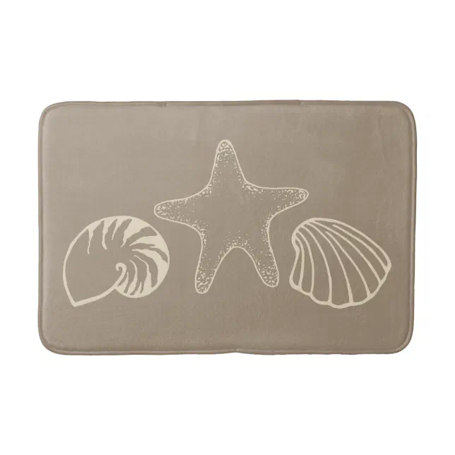 Sand Beach Sea Shells Bathroom Rug Bath Mat | Zazzle