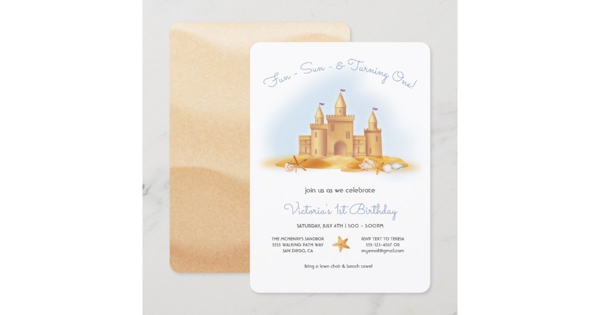 Sand Castle Beach Birthday Party Invitation | Zazzle