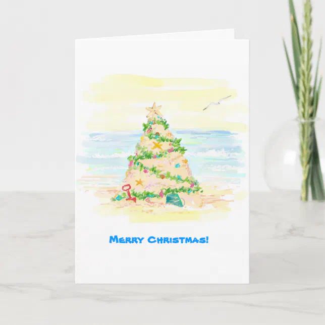Sand Castle Christmas Tree Holiday Card | Zazzle