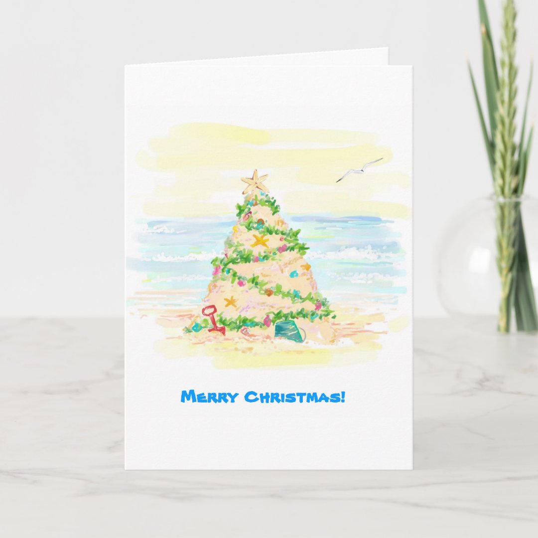 Sand Castle Christmas Tree Holiday Card | Zazzle