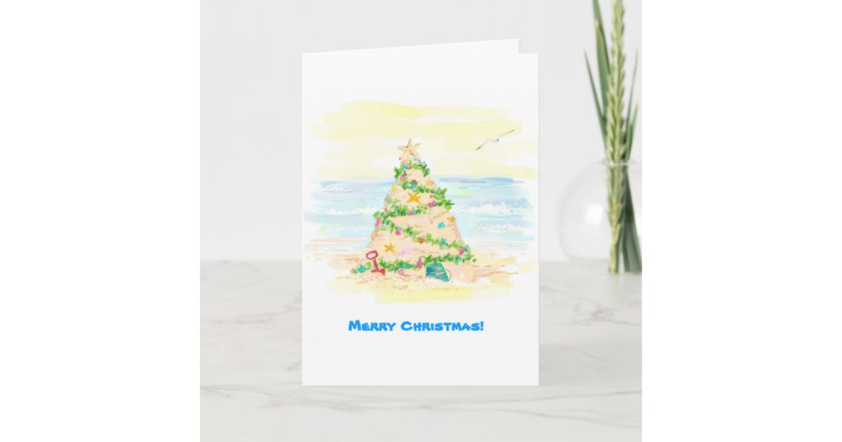 Sand Castle Christmas Tree Holiday Card | Zazzle