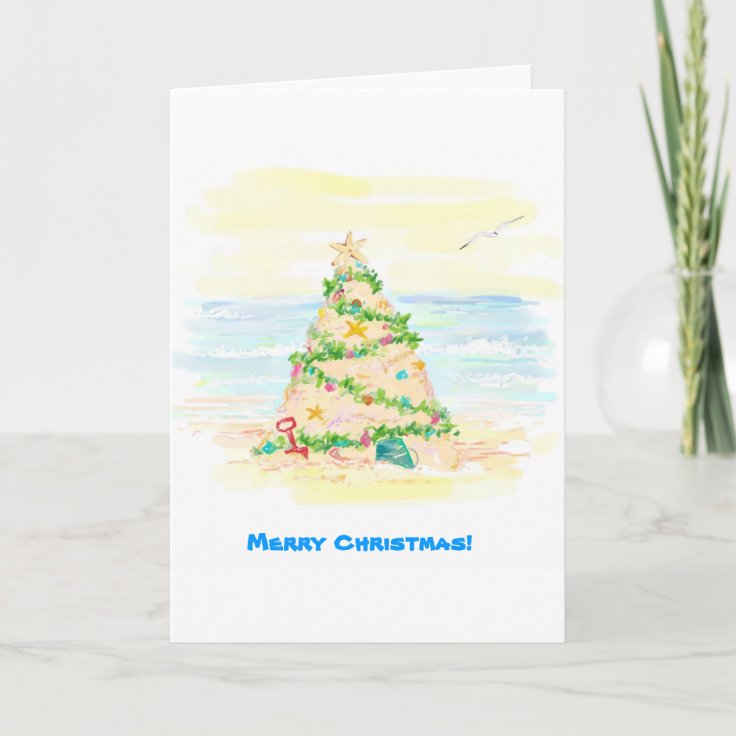 Sand Castle Christmas Tree Holiday Card | Zazzle