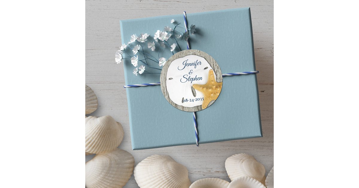Sand Dollar Beach Driftwood Rustic Wedding Classic Classic Round ...