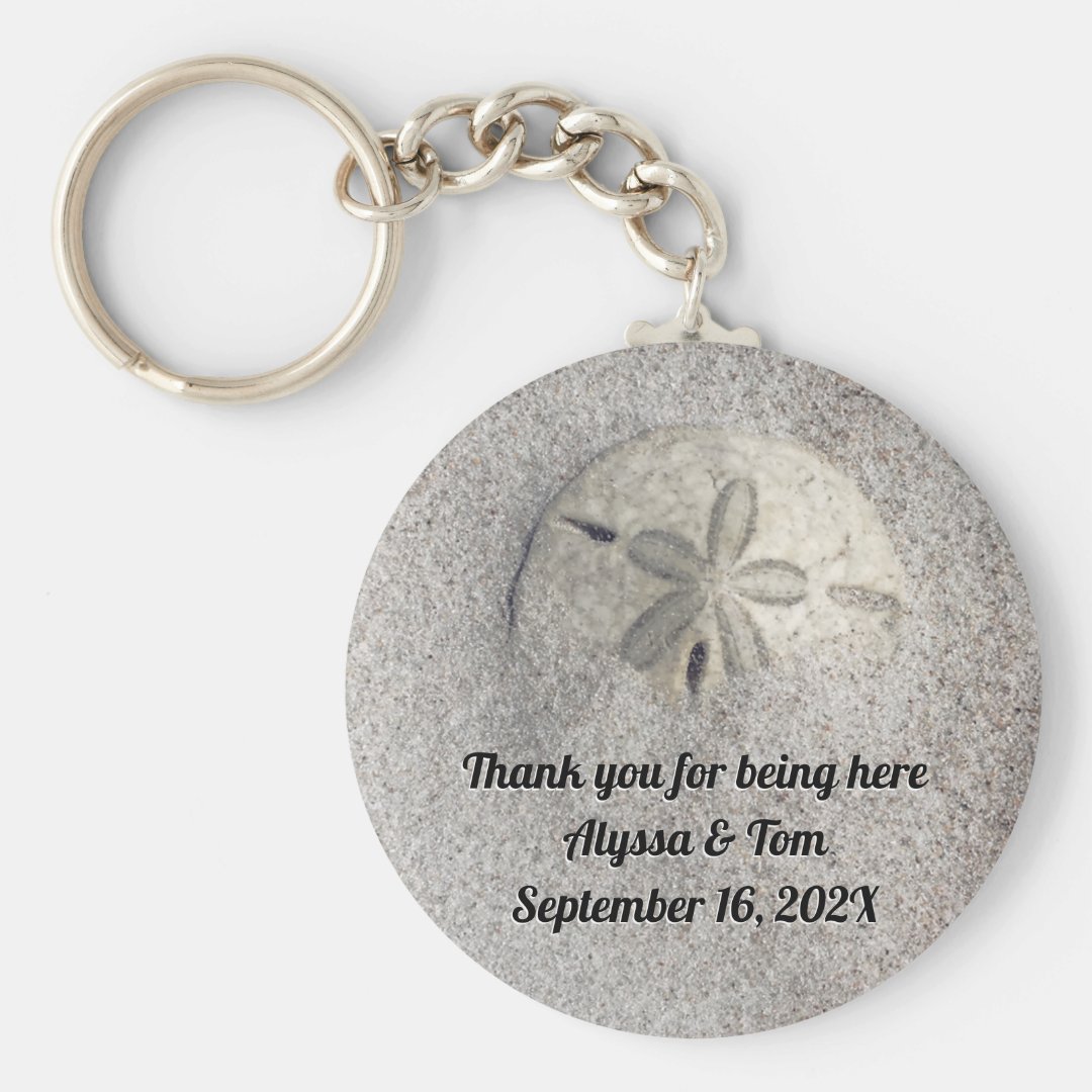 Sand Dollar Beach Favor Personalized Keychain | Zazzle