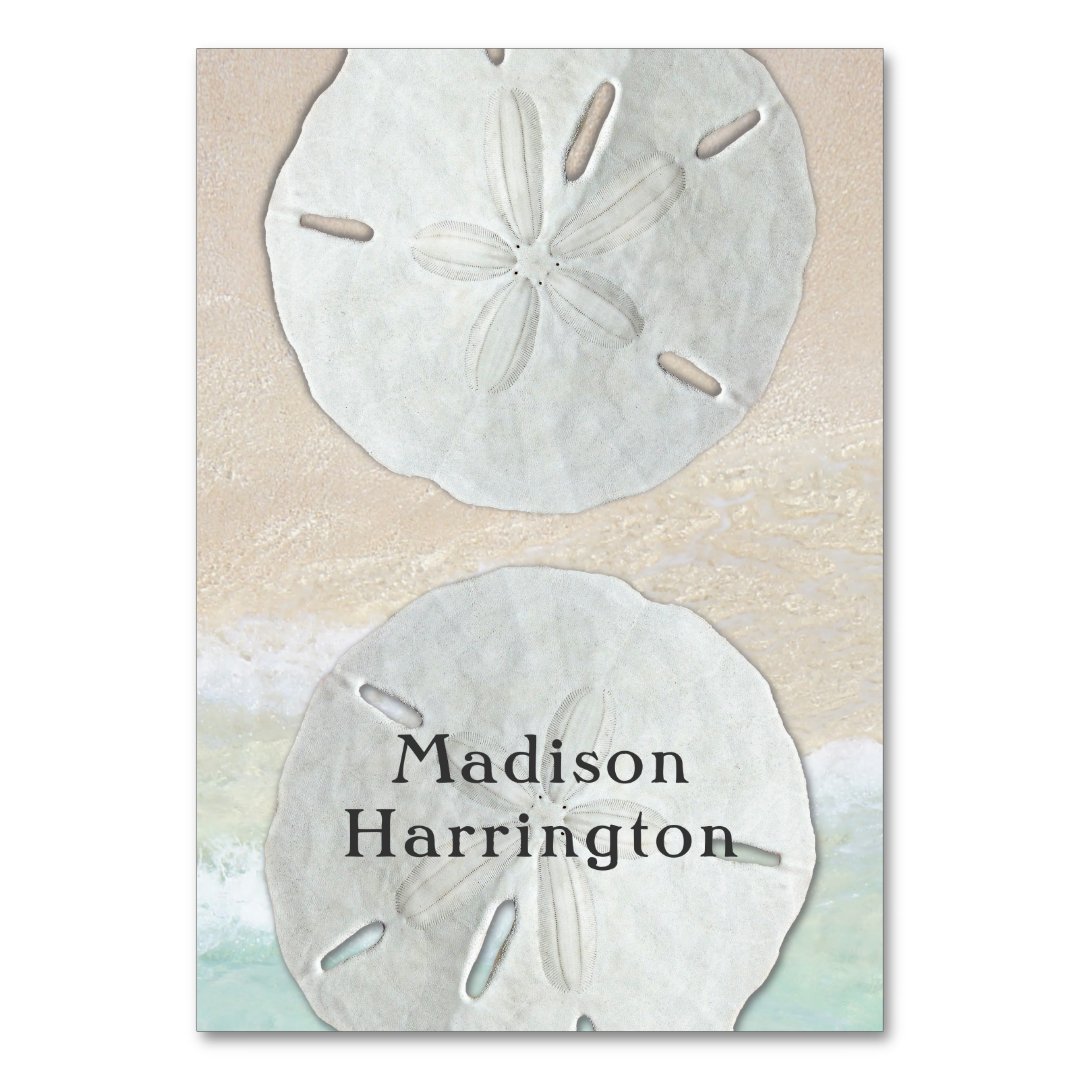 Sand Dollar Beach Name Template Tented Place Cards | Zazzle