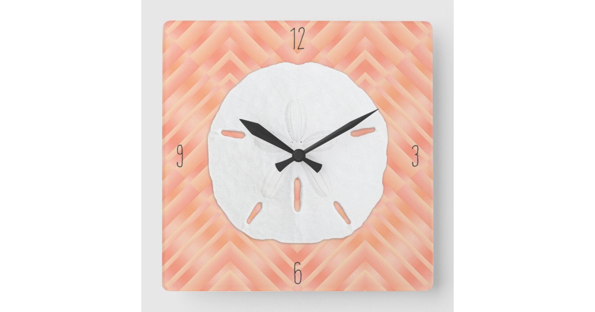 Sand Dollar Beach Numbers Square Wall Clock | Zazzle