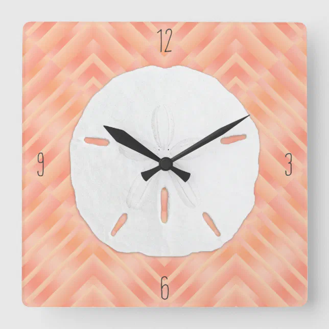 Sand Dollar Beach Numbers Square Wall Clock | Zazzle