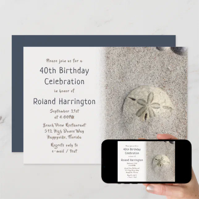 Sand Dollar Birthday Party For Him Invitation | Zazzle