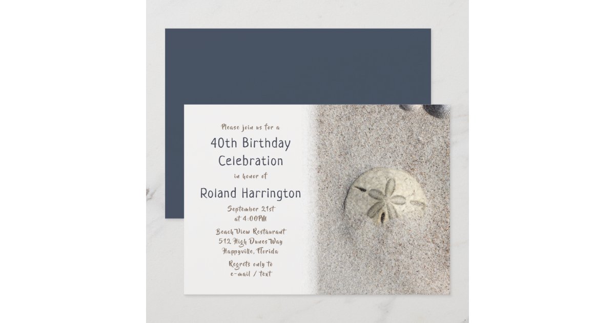 Sand Dollar Birthday Party For Him Invitation | Zazzle
