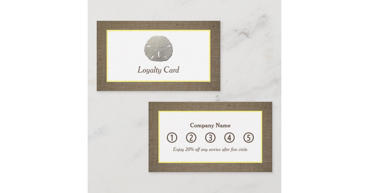 Sand Dollar & Burlap Loyalty Card | Zazzle