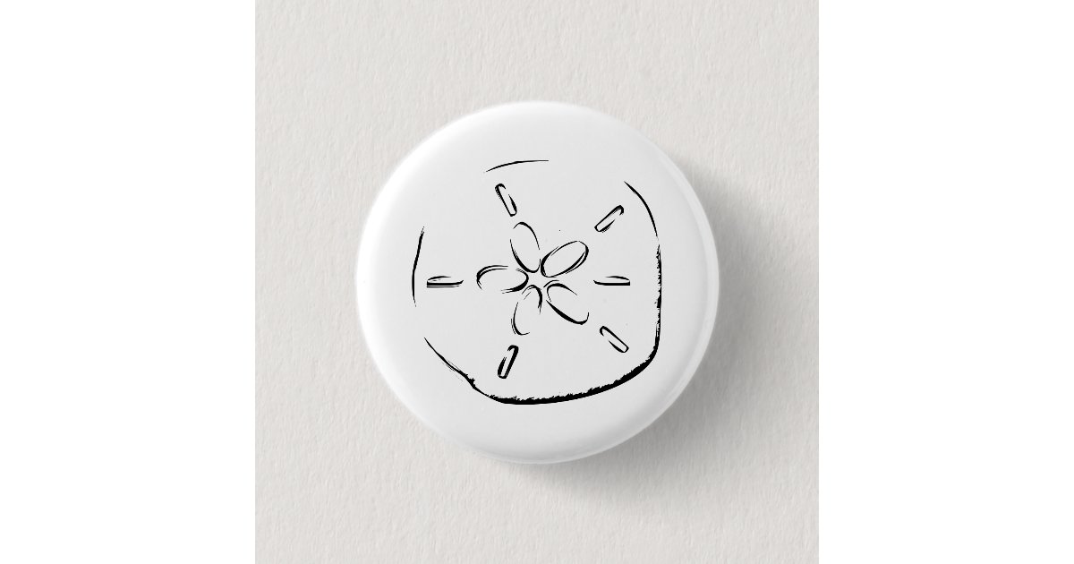 Sand Dollar Drawing Button | Zazzle
