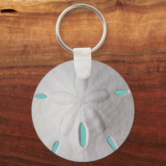 Sand dollar ocean beach summer turquoise white keychain | Zazzle