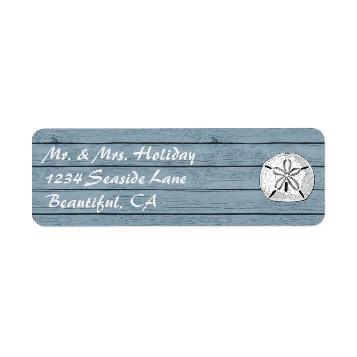 Sand Dollar on Rustic Wood ~ Beach Address Label | Zazzle