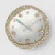 Sand dollar on sparkly gold beach sand round clock | Zazzle