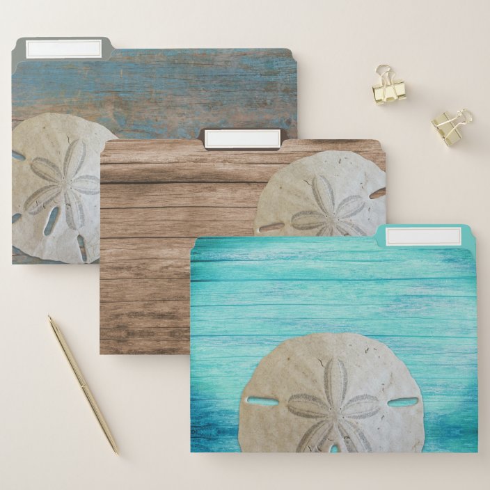 Sand Dollar Rustic Wood File Folder | Zazzle.com