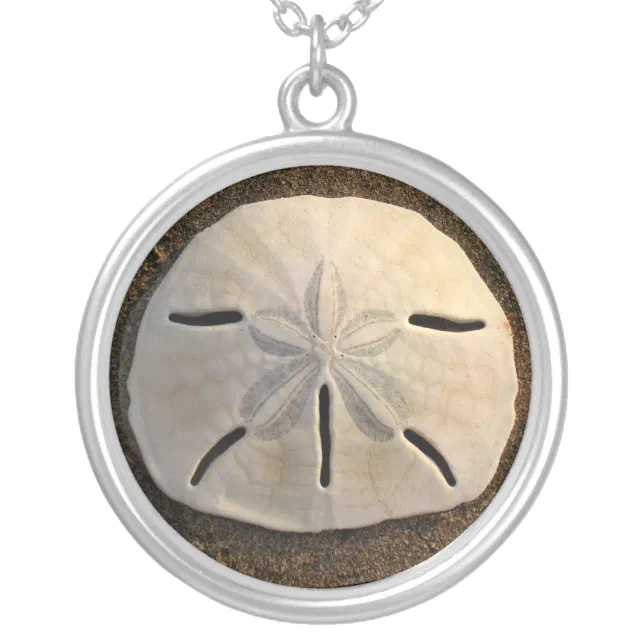 Sand Dollar Seashell Beach Silver Necklace Pendant | Zazzle