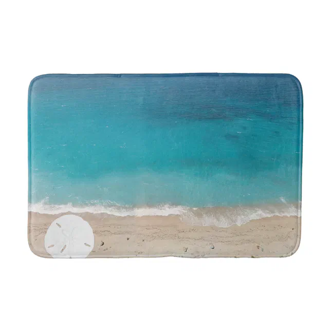 Sand Dollar Seashore Blue Ocean Bath Mat | Zazzle