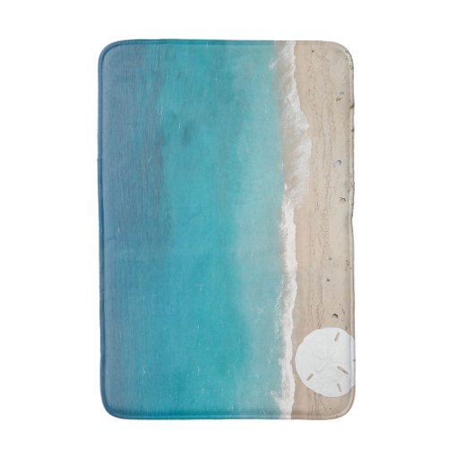 Sand Dollar Seashore Blue Ocean Bath Mat | Zazzle