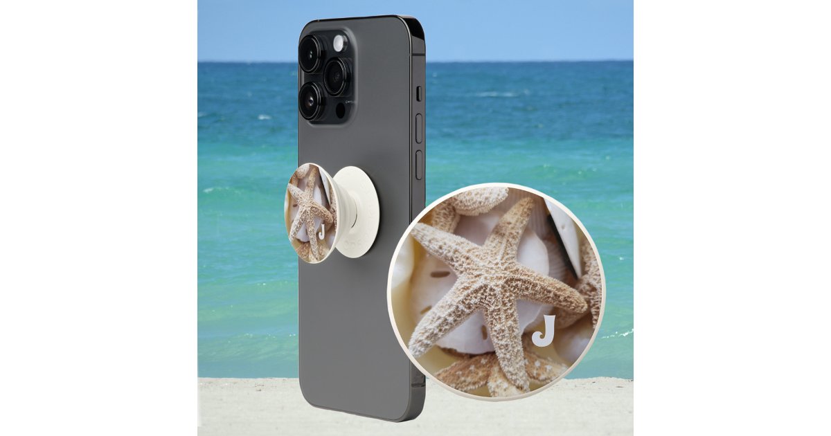 Sand Dollars and Starfish with Monogram PopSocket | Zazzle
