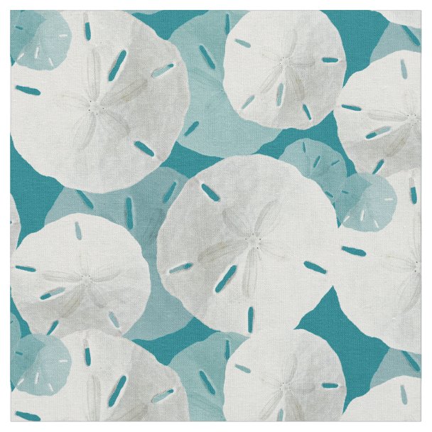 Sand Dollars Pattern Tan Navy Blue Fabric | Zazzle