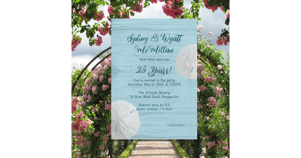 Sand Dollars Wedding Anniversary Party Invitation | Zazzle