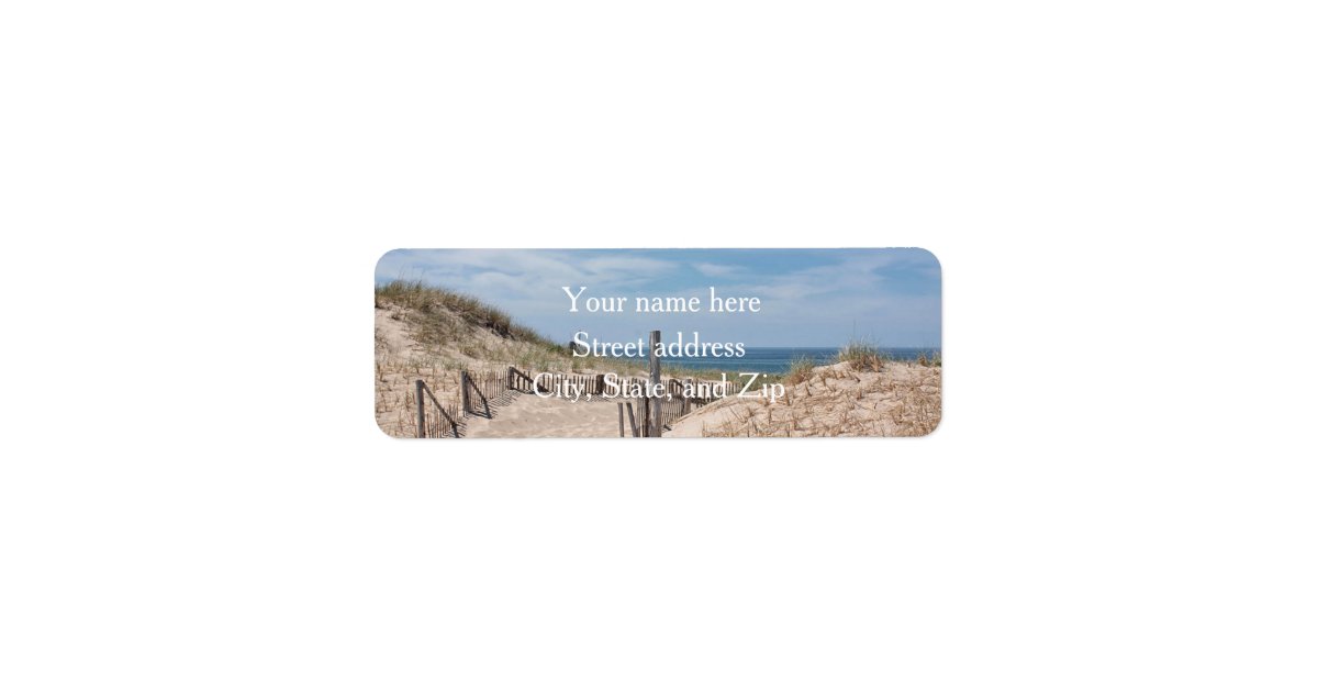 Sand dunes and beach label | Zazzle