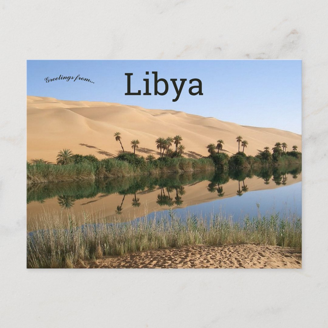 Sand Dunes and Oasis in Wadi al Hayaa Libya Postcard | Zazzle
