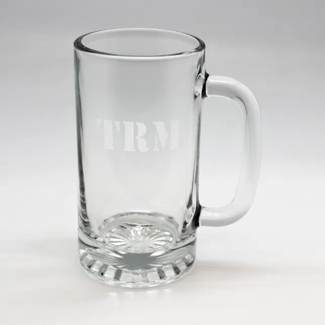 Sand Etched Stencil Monogram Tankard | Zazzle