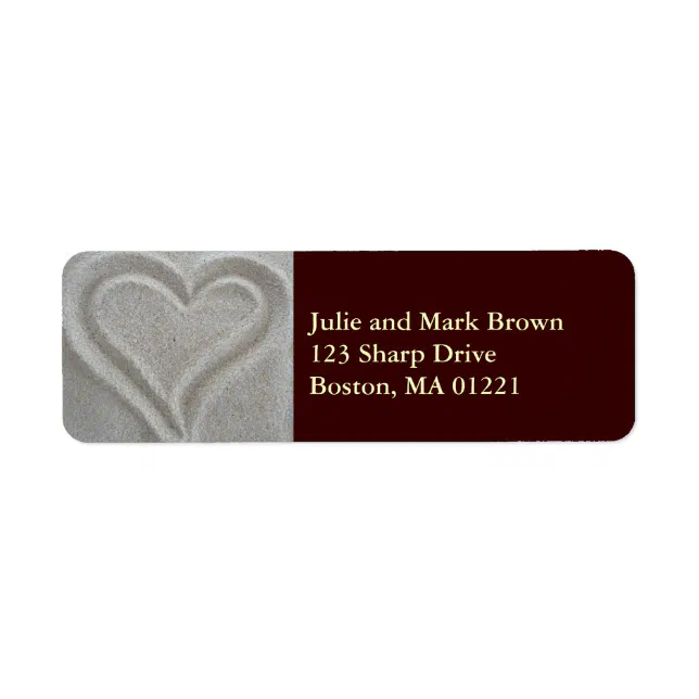 Sand Heart Return Address Label | Zazzle