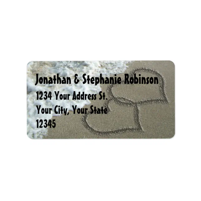 Sand Hearts Beach Address Label | Zazzle