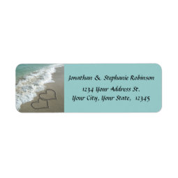 Sand Hearts Beach Return Address Label | Zazzle