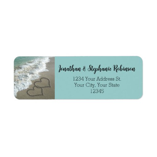 Sand Hearts Beach Return Address Label | Zazzle