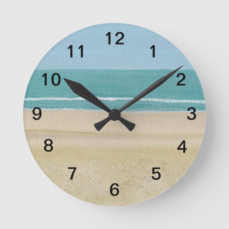Sand Ocean Sky Waves Beach Wall Clock | Zazzle