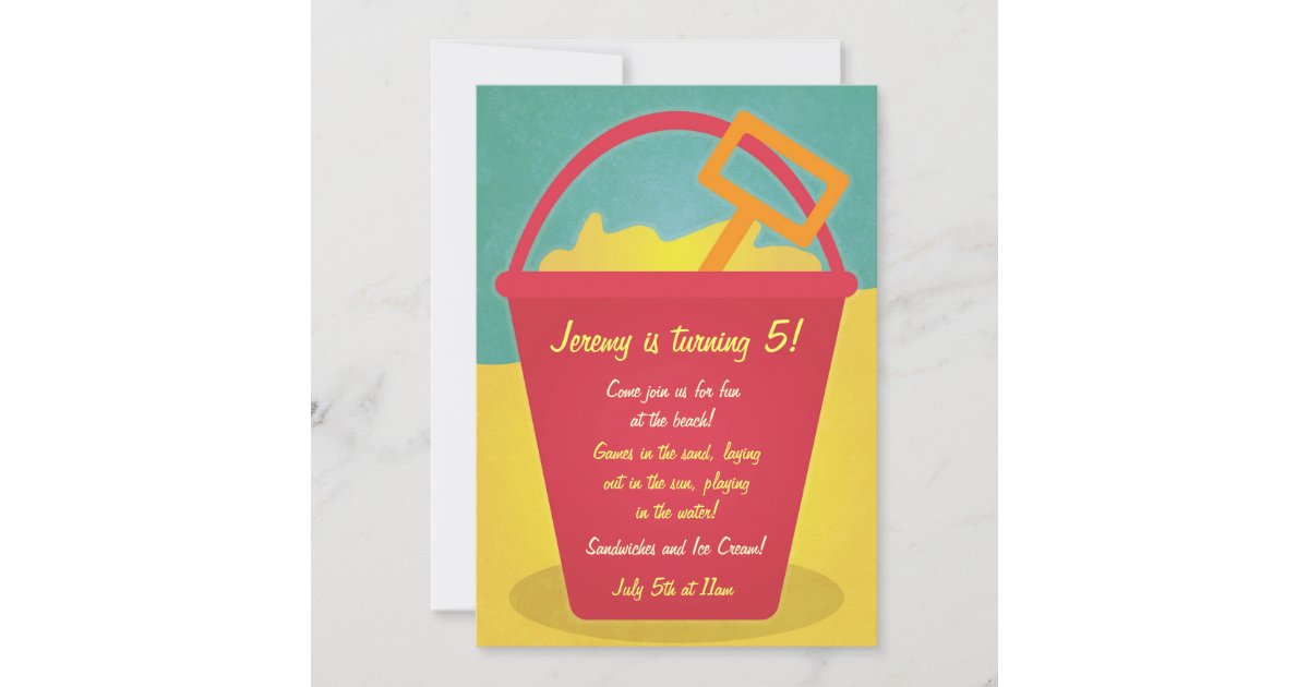 Sand Pail Beach Party Invitation | Zazzle