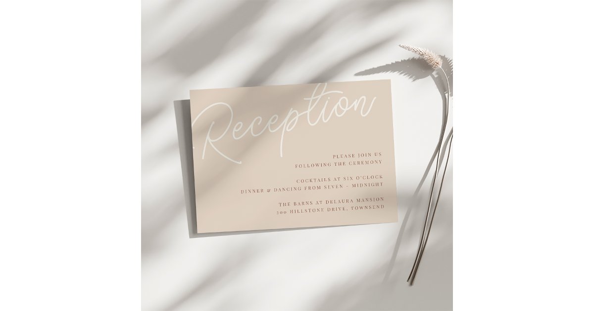 Sand | Script Watermark Reception Enclosure Card | Zazzle