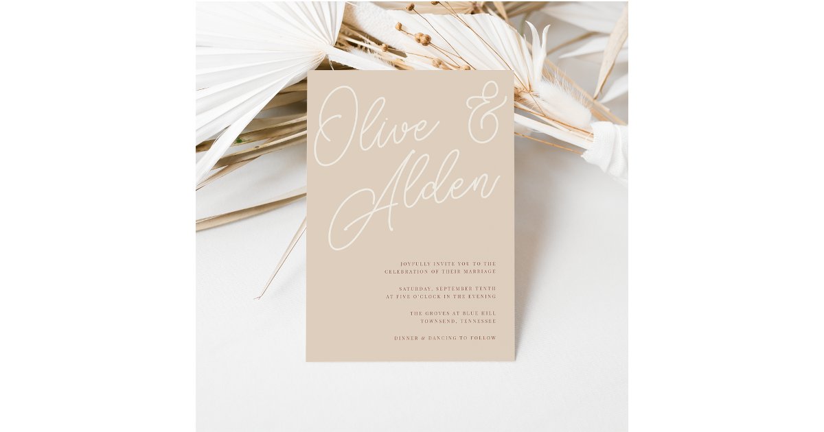 Sand | Script Watermark Wedding Invitation | Zazzle