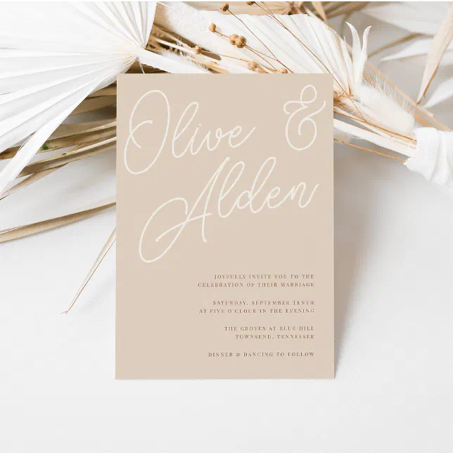 Sand | Script Watermark Wedding Invitation | Zazzle