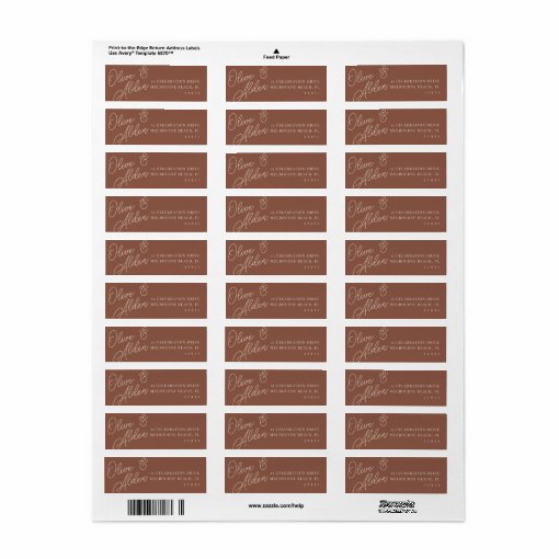 Sand | Script Watermark Wedding Return Address Label | Zazzle