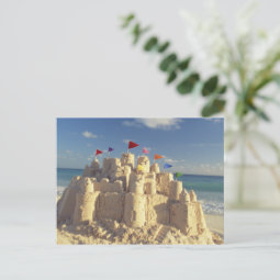 Sandcastle On Beach Postcard | Zazzle