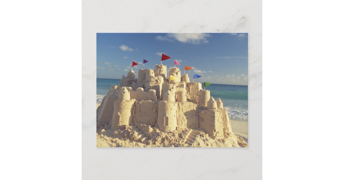 Sandcastle On Beach Postcard | Zazzle