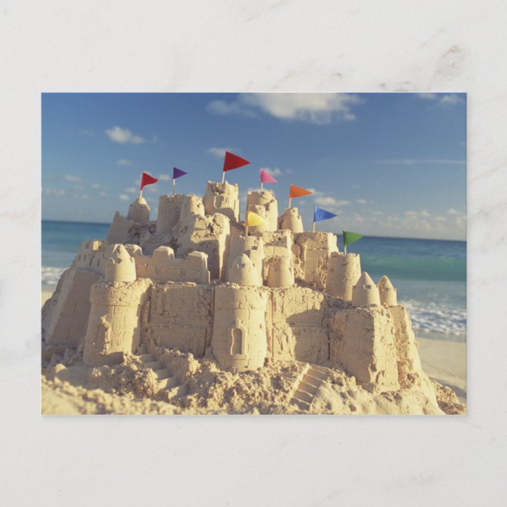 Sandcastle On Beach Postcard | Zazzle