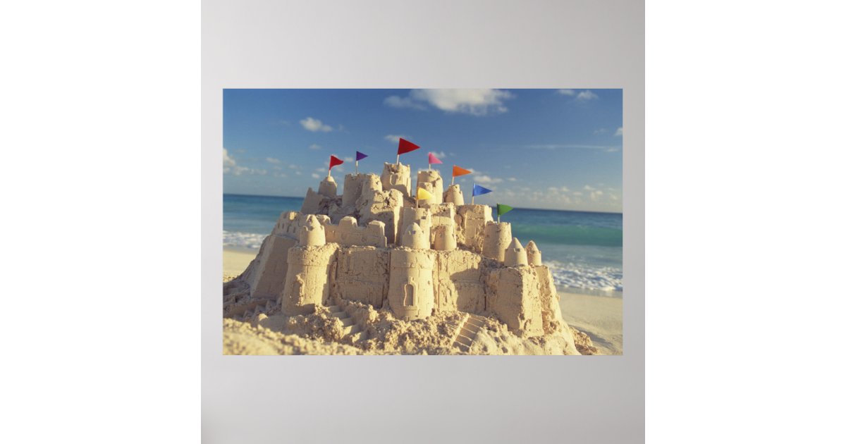 Sandcastle On Beach Poster | Zazzle