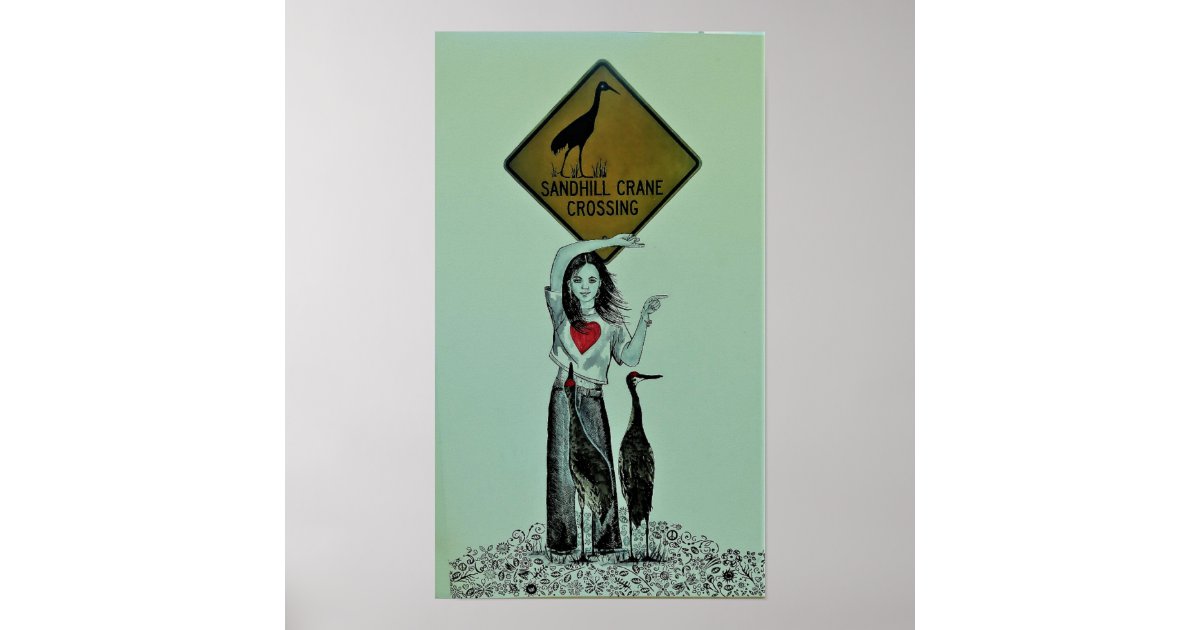 Sandhill Crane Crossing Poster | Zazzle