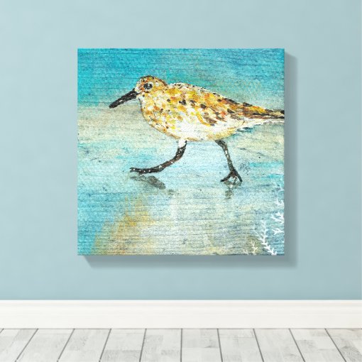 Sandpiper Wading Shorebird Weathered Look Canvas | Zazzle