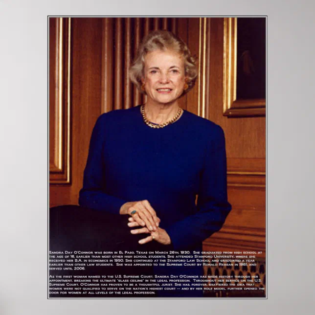 Sandra Day O'Connor w/Bio Poster | Zazzle