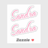 Sandra Name in Pink x2 Sticker | Zazzle