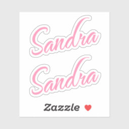 Sandra Name in Pink x2 Sticker | Zazzle