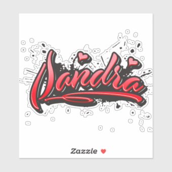 Sandra red Heart Graffiti Sticker | Zazzle