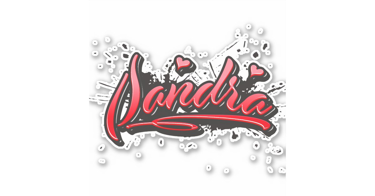 Sandra red Heart Graffiti Sticker | Zazzle